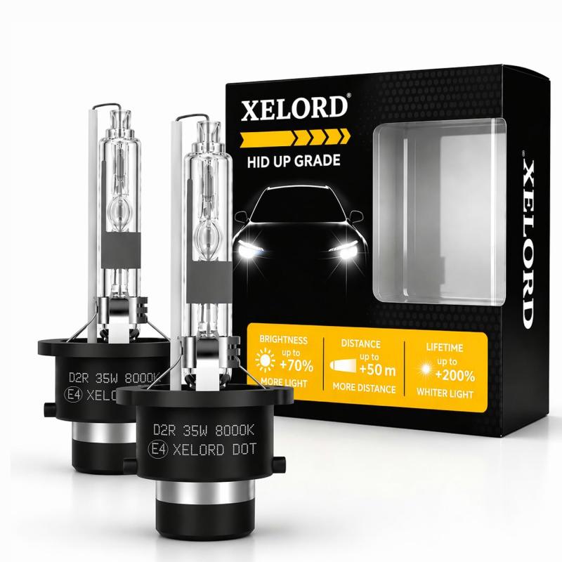 XELORD 車用ヘッドライト D2R HID バルブ 青白い光 8000K 純正交換用 D2R HIDライト 車検対応 12V 35W 車用 (2個入)【高性能・最適配光】高品質のD2R HIDライトは、輝度と安定性に優れ、瞬時に働き、コ...