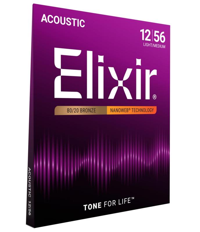 Elixir エリクサー アコースティックギター弦 NANOWEB 80/20ブロンズ Light Medium .012-.056#11077 エリクサー弦は特殊で高度なポリマーコーティング技術によって、弦を汗や体の油分、汚れから守り、腐...