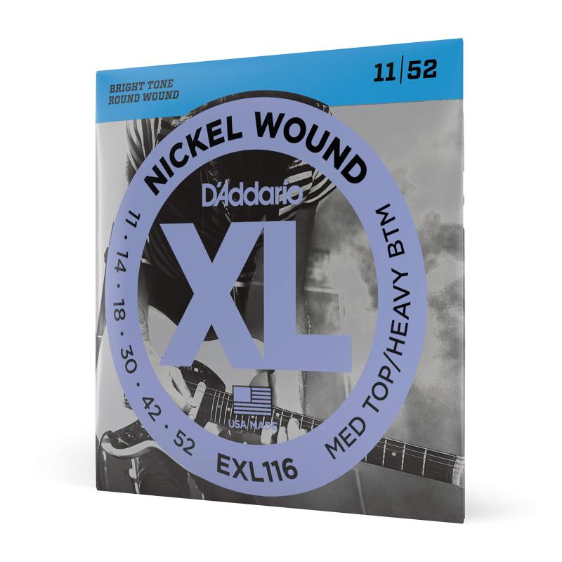 D'Addario ダダリオ エレキギター弦 XL Nickel .011-.052 Medium Top/Heavy Bottom EXL116 XL Nickel Woundは、六角形の高炭素鋼を採用したコアワイヤー(芯線)に、ニッケル...