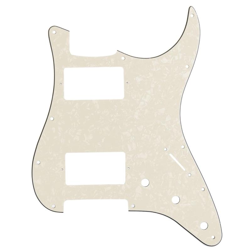 Musiclily Pro 11穴 HH USA/メキシコストラトキャスターギター用ピックガード、4プライパーチメントパールUSA/メキシカン製のスタンダードストラトキャスターモダンスタイルギター用。他のStratスタイルのギターに使用する...