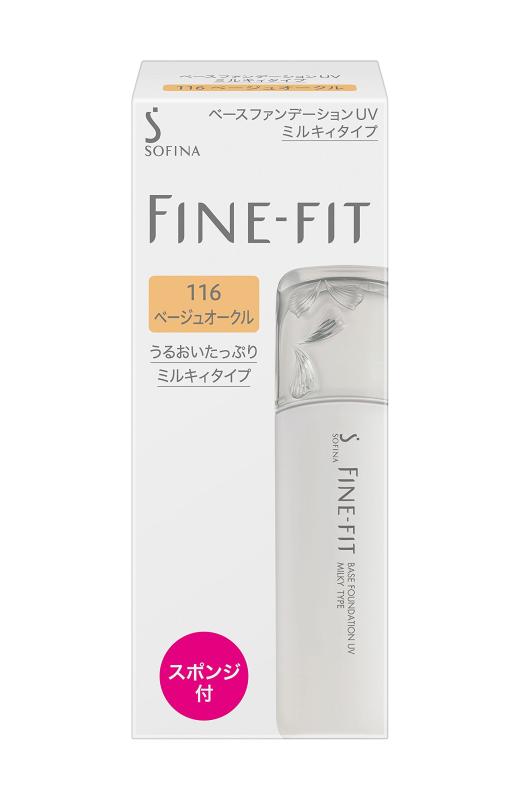 【旧型モデル】ソフィーナファインフィットベースファンデーションミルキィ116ベージュオークル SPF24・PA++くすみ・毛穴肌も、きれいな素肌のような仕上がりに。とろりと肌になじんで、なめらかにフィットするミルキィタイプ。くすみ・しみ・毛...