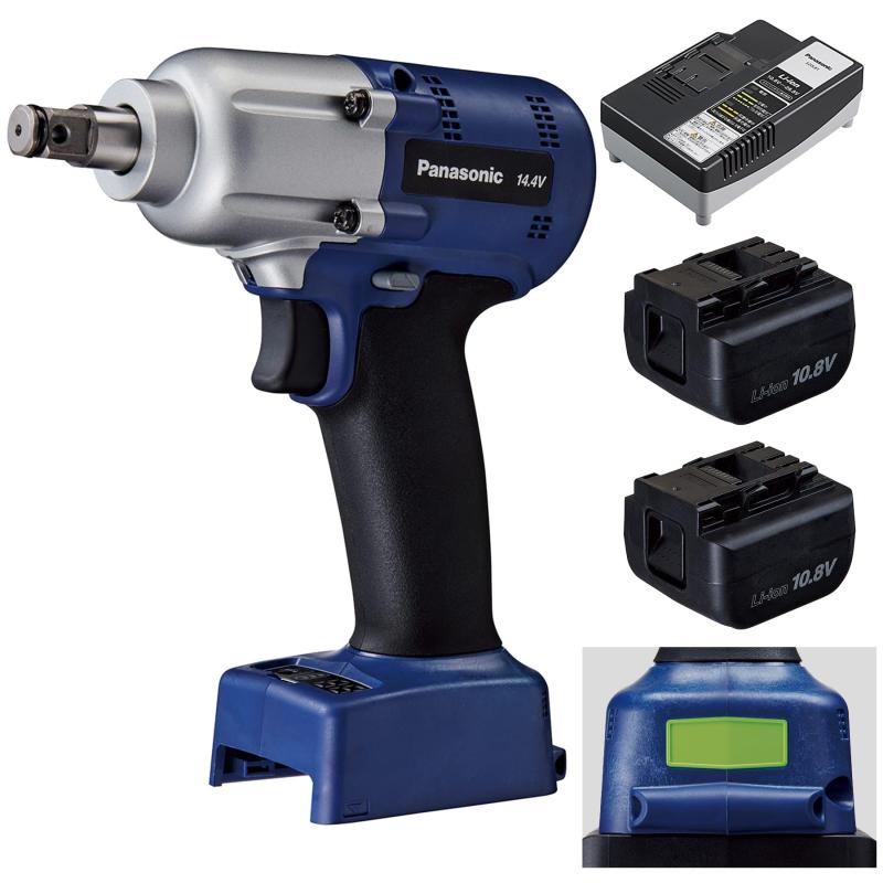 パナソニック(Panasonic) 充電インパクトレンチ 14.4V 4.0Ah電池パック×2個セット 産業用 Sシリーズ ボルト締付 最大締付トルク約180N 6段階締付機能 M10/M12/M14対応 小型 軽量 高耐久仕様 EYSMA...