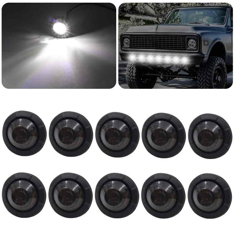 Aoling LED サイドマーカー 白 12V トラック用 マーカーランプ バス 路肩灯 軽トラ 3LED スモークレンズ 防水防塵 高輝度 トレーラーマーカー 10個セット「仕様」商品名：Aoling サイドマーカーランプ LED 10...