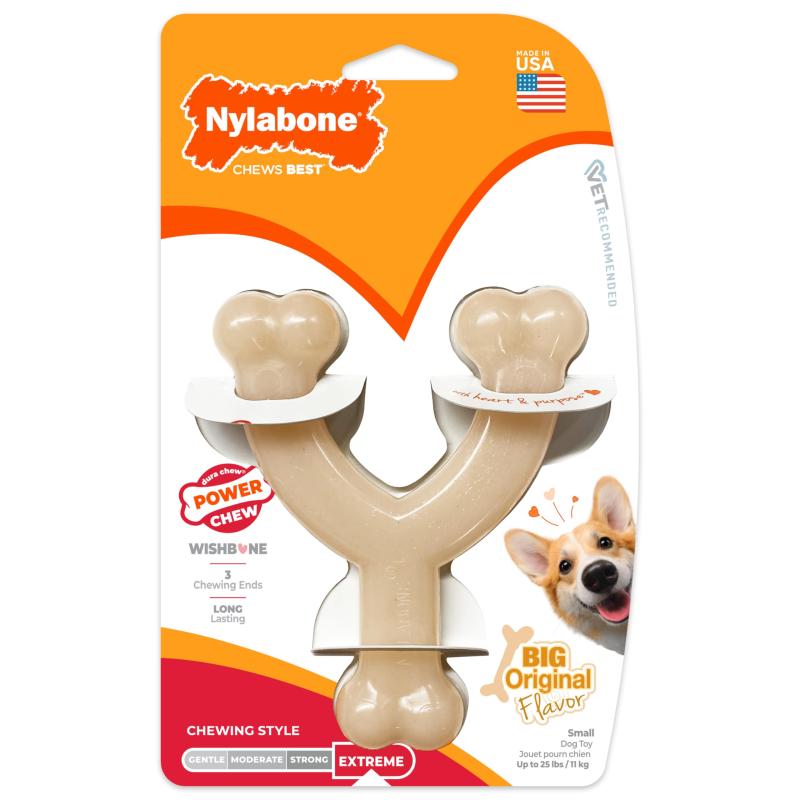 ナイラボーン イヌ用 (ウィッシュボーン)Y字 小(レギュラー) 【Nylabone】ガジガジ遊びながら歯みがき複数店舗にて販売をしておりますため、在庫データの更新が間に合わず、欠品にも関わらず、注文ができる場合がございます。その際は、キャ...