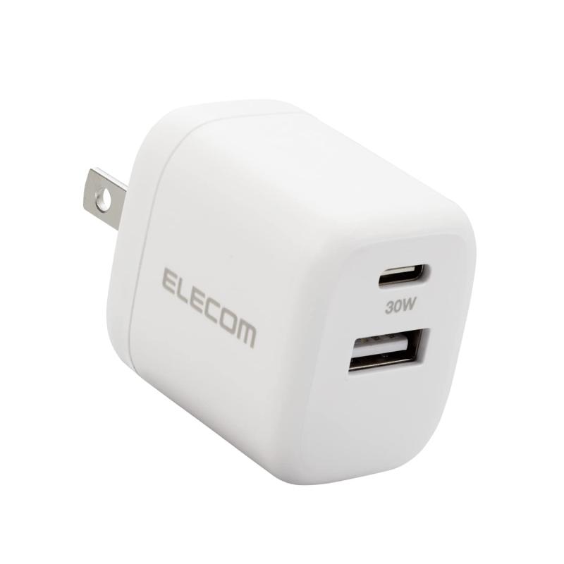 エレコム USB-C 充電器 USB PD対応 30W 2ポート (Type-C + USB-A) 小型 軽量 [PD3.0対応/Gan採用/折りたたみ式プラグ] 【iPhone/iPad/Macbook Air/Surface/その他 P...