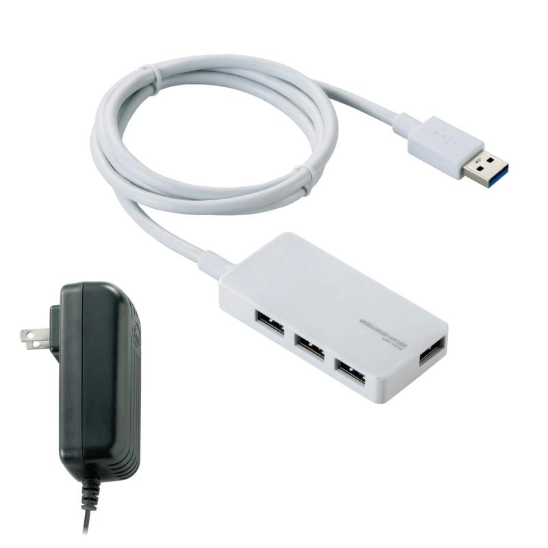 【2014年モデル】エレコム USBハブ 3.0 2.0対応 4ポート ACアダプタ付 ホワイト U3H-A408SWHACアダプターが付属するセルフパワー・バスパワー共用タイプのUSBハブです。転送速度5Gbpsと従来のUSB2.0の約1...