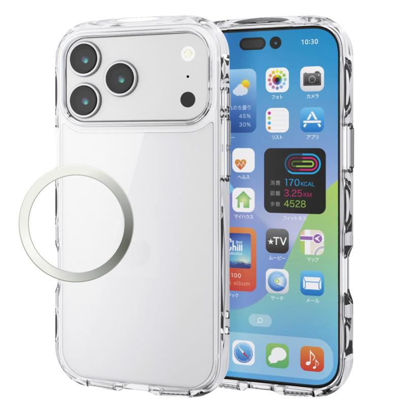 エレコム iPhone 17 Pro Max ケース カバー クリア 耐衝撃 衝撃吸収 ハイブリッド 薄型 軽量 ストラップホール付き 全周エアークッション ストラップホルダーシート付 TOUGH SLIM LITE クリア PM-A25D...