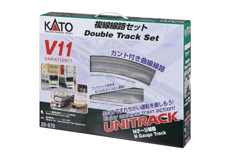 カトー(KATO) Nゲージ V11 複線線路セット 20-870 鉄道模型レールセットふたりですれ違い運転を楽しもう Nゲージ ユニトラックV線路シリーズ複線線路セット。都市部の鉄道では標準となっている、実物同様の間隔で並べられたコンクリ...