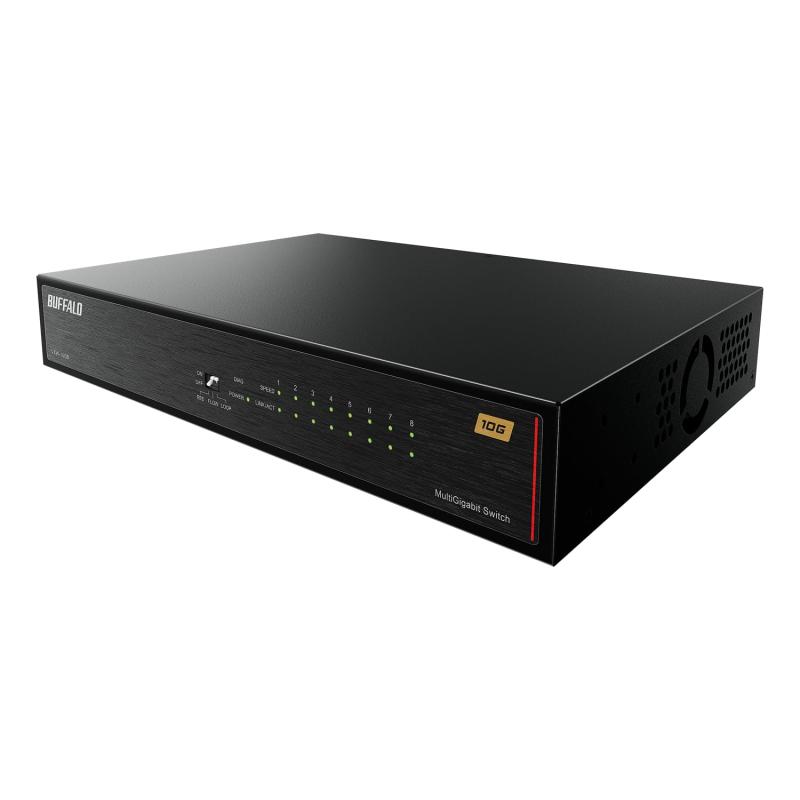 バッファロー 8ポート 全ポート 10G スイッチングハブ LANハブ 10Gbps 10GbE 金属筐体 冷却ファン ループ検知 マグネット付属 壁掛け対応 電源内蔵 LXW-10G8/N【全ポート10Gbps対応】10Gbpsの高速転送...
