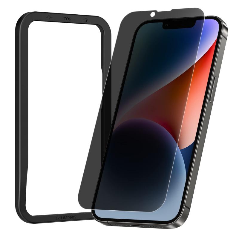 NIMASO ガラスフィルム iPhone 14 用/iPhone 13 Pro 用/iPhone 13 用 覗き見防止 フィルム 強化 ガラス 保護 フィルム ガイド枠付き アイフォン14/13プロ/13 対応 6.1インチ用 1枚セット...