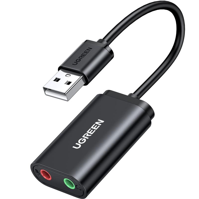 UGREEN USB オーディオ 変換アダプタ 外付け サウンドカード USB 3.5mm ミニ ジャック ヘッドホン・マイク端子 PS5 PS4,MacBook,Mac Mini,iMac,Windows PCなどに最適 ブラック【USB...
