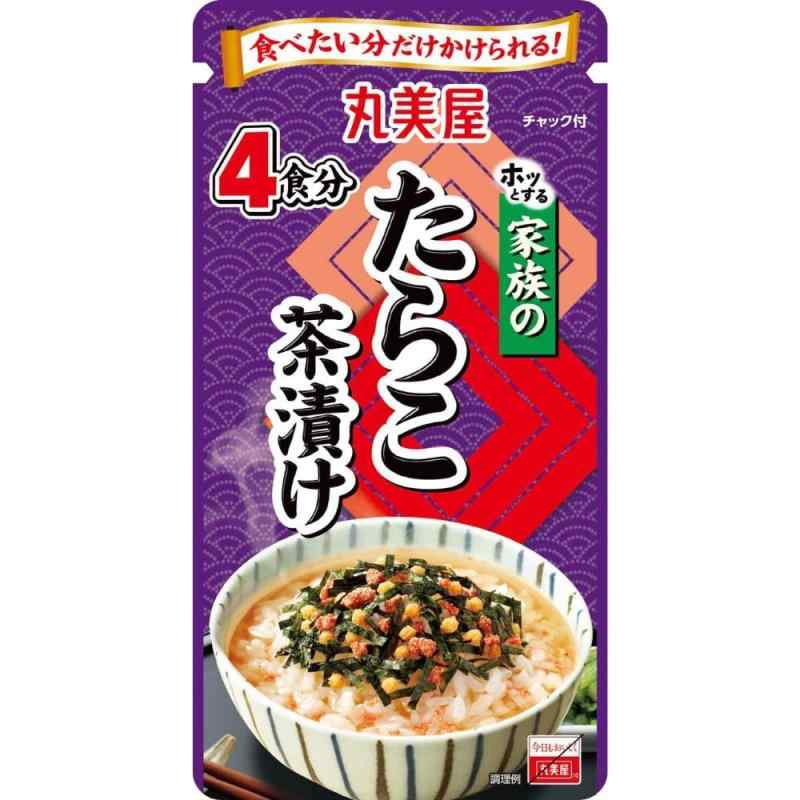 丸美屋 家族のたらこ茶漬け 大袋 28g×10個原材料:調味顆粒（食塩、砂糖、粉末醤油、味付たらこ粉末、魚介エキス粉末、魚介エキス、でん粉、昆布粉、鰹節粉、酵母エキス粉末）（国内製造）、あられ、味付たらこそぼろ（たらこ、食塩、でん粉）、のり...
