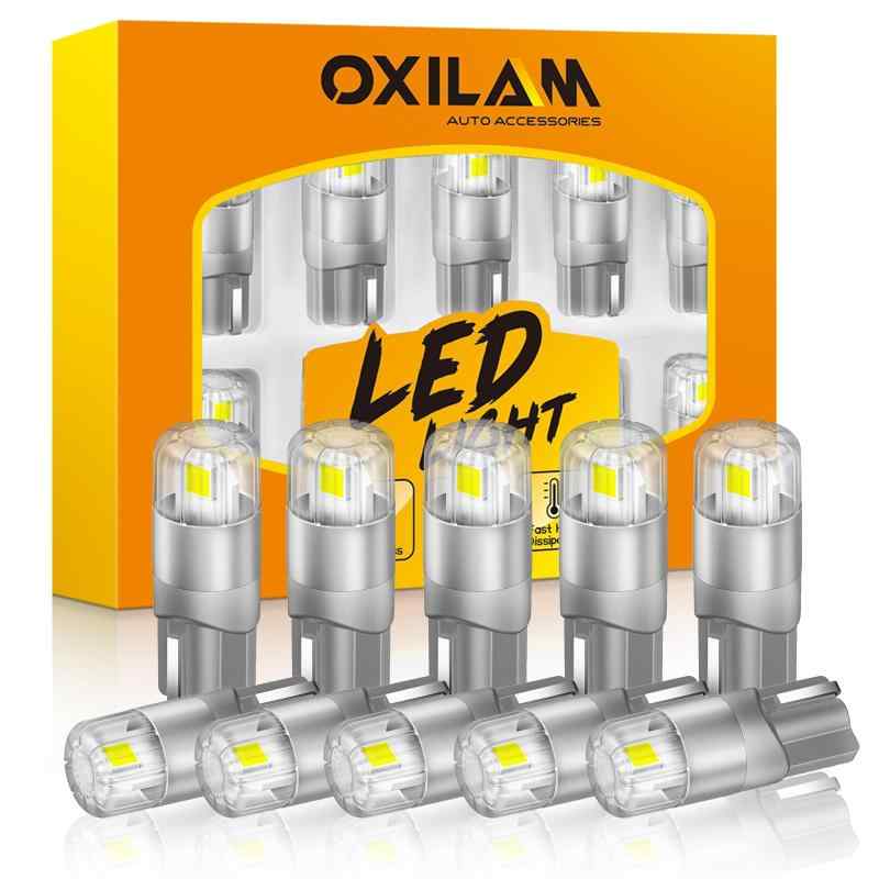 OXILAM T10 LED 6000kホワイト T10 LEDポジションランプ ナンバー灯 ルームランプ LED T10 2pcs 2835チップ 3倍明るさアップ T10 爆光 360°配光レンズ 全方向照射 車検対応 無極性 12V車...