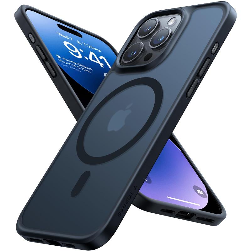 【米軍堅牢な耐落下性・高强力マグネット搭載】TORRAS iPhone 15 pro 用 ケース 半透明 マグネット搭載 耐衝撃 マット感 黄ばみなし ストラップホール付き ワイアレス充電対応 Guardian-Mag ブラッ【2024アッ...
