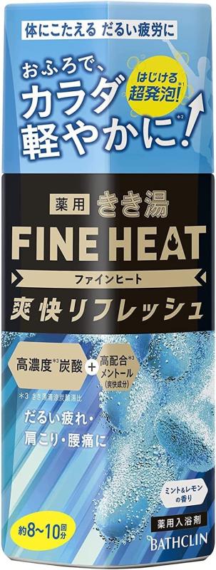 きき湯 炭酸入浴剤 ファインヒート爽快リフレッシュ本体 ミント&amp;レモンの香りの炭酸入浴剤 アクア(透明タイプ) のお湯の色の炭酸入浴剤 400グラム (x 1)【医薬部部外品】カラー:アクア(透明タイプ)のお湯の色の炭酸入浴剤サイズ...