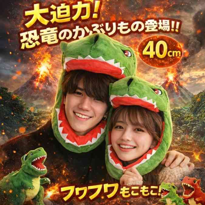 【恐竜帽子】小学生ー大人までフリーサイズ 、可愛いうさぎやカエルの動物などの人間用の被り物（かぶりもの）です。目立つこと間違いなし。 もふもふ素材のかわいいかぶりもの♪誰でも可愛くかぶれます。防寒、コスプレ、仮装、写真撮影 パーティー 、 ...