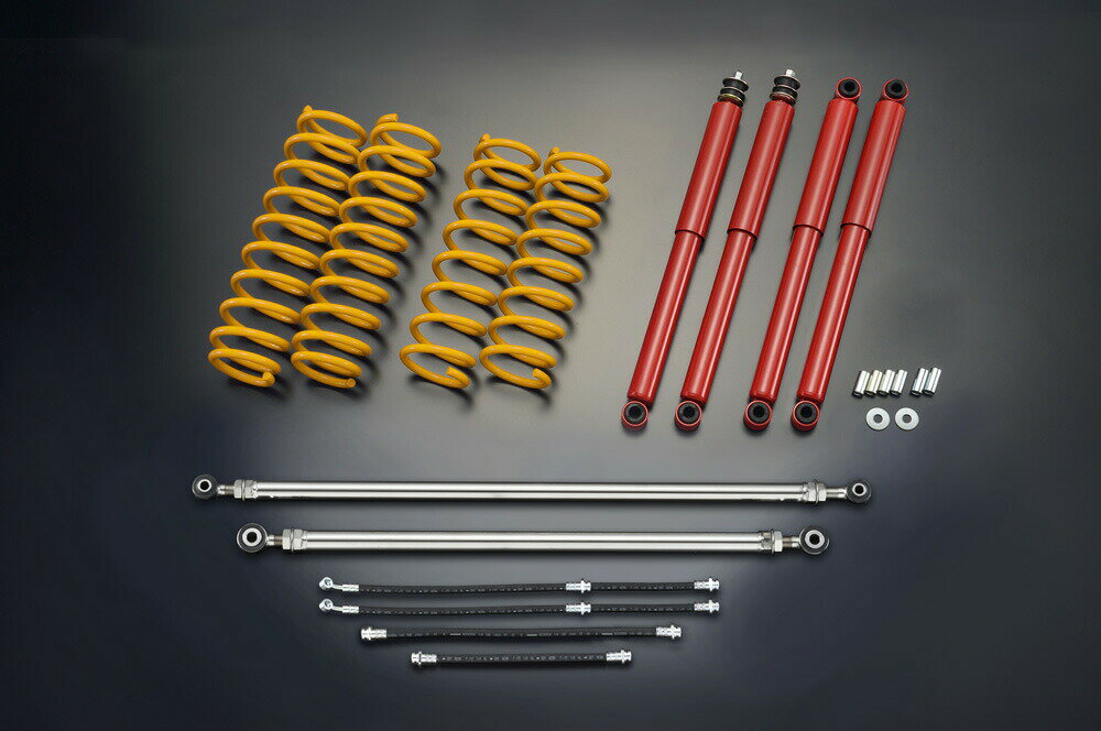 ジムニー最新のJB64 FARM “30mm SSセット” □ ≪セット内容≫ □ FARMコイルスプリング 30mm UP FARMステンレスラテラルロッド　F+R FARMロングショックSET FARM50mmロングブレーキSET ※J...