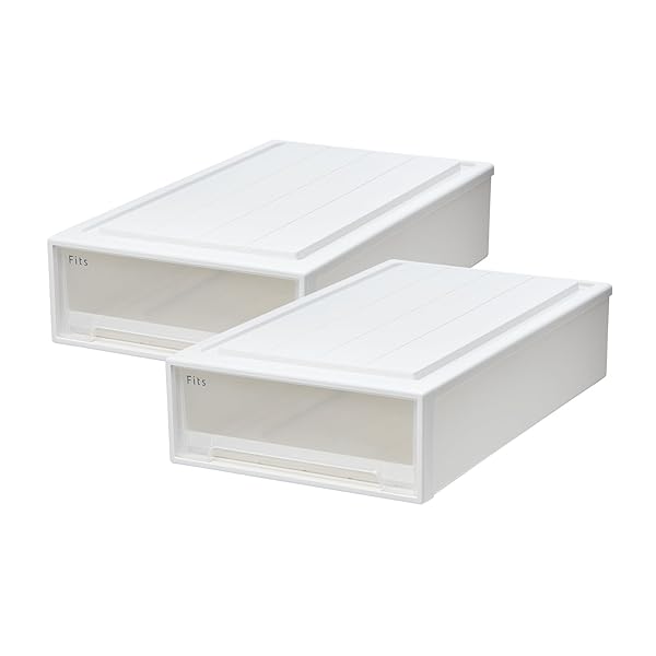 【通販限定2個セット】天馬 収納ボックス フィッツケース 押入れ 幅44×奥行74×高さ18cm 収納ケース たわみにくい 衣装ケース 日本製 再生材配合 サステナブル 【色 ホワイトクリア】【74-44S】ブランド天馬(Tenma)色ホワ...