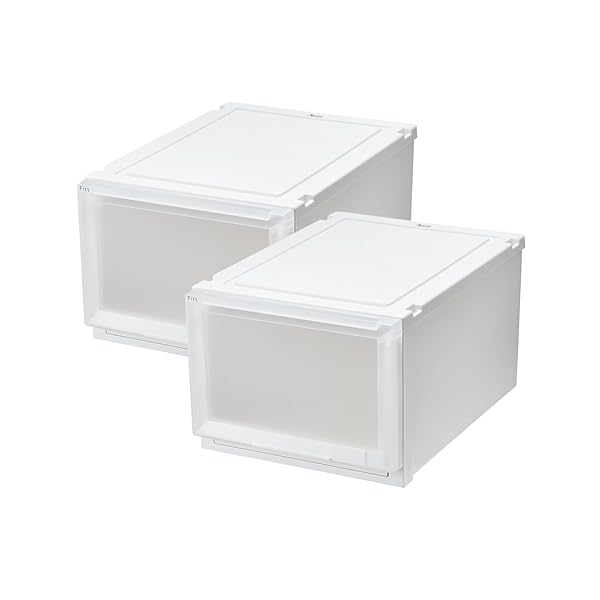 【通販限定2個セット】天馬 収納ボックス フィッツケースアドバンス 幅40×奥行55×高さ30cm クローゼット 収納ケース たわみにくい 衣装ケース 日本製 再生材配合 サステナブル 【色 ホワイトクリア】 【55-40L】ブランド天馬(...