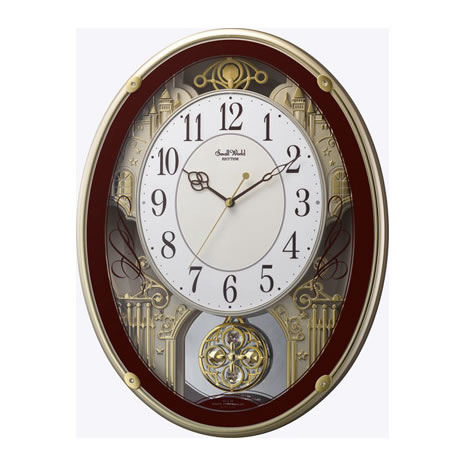 【ブランド名】リズム時計（CITIZEN）【製品名】スモールワールドプラウド【種類】掛時計【サイズ/重量】450×345×81mm/2.1kg【カラー】茶メタリック色（白）【材質/風防】プラスチック枠/ガラス【機能】電波掛時計（アミュージン...