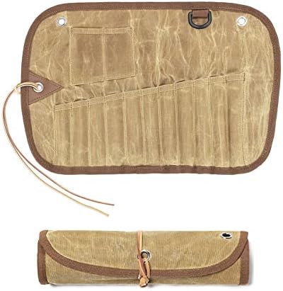 カトラリーケース キャンプ 調理器具 収納バッグ ポータブル 食器セット ケース付き スプーン 箸 フォーク 分類収納 アウトドア グランピング 持ち運び便利 ワックスキャンバス素材: 防水性、耐久性に優れ、使い込むほどに味わい深い風合いが...