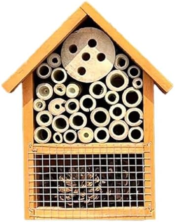 木製 ビーハウス ガーデンハビタット 鉢 蝶々 観察 15.5x7.2x19.5cm 吊り下げ式 庭の装飾 黄色 ガーデニング アウトドア 商品説明 木材素材: 木製で作られており、さまざまな蜂や蝶に快適な生息地を提供し、庭や屋外スペースの...