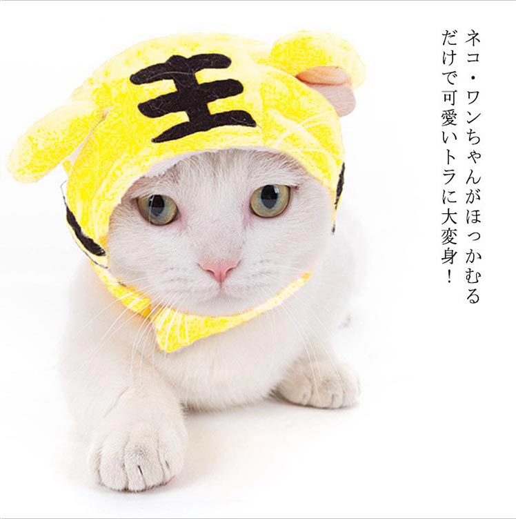 ネコ・ワンちゃんがほっかむるだけで可愛いトラに大変身！しなやかなパイル素材で暖かくてふんわり手触りです。インスタ映え、SNS・ブログなどの撮影にもピッタリマジックテープ式で簡単着脱、水洗いも可能です。年賀状用のお写真、SNSなどにも最適なア...
