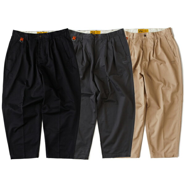■FAT/エフエーティー アイテムコメント RED KAP×F.A.T.のコラボレーションによるワイドチノタイプパンツ。洗いのかかった柔らかなT/Cツイルを使用し、ヒップから膝にかけてボリュームを持たせたワイドテーパードに加え、ジャストレン...