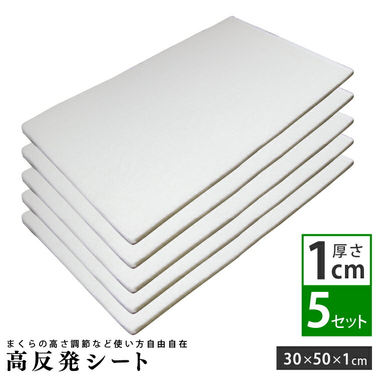 物足りない枕に重ねるだけ！ 高さ調整シート 厚さ1cm 5枚セット 30×50cm 高反発 素材 【中材】 　高反発ウレタンフォーム 【側地】 　ポリエステル100％ サイズ 　30×50cm 　高さ1cm 重量(1枚分) 　約 70g ※...