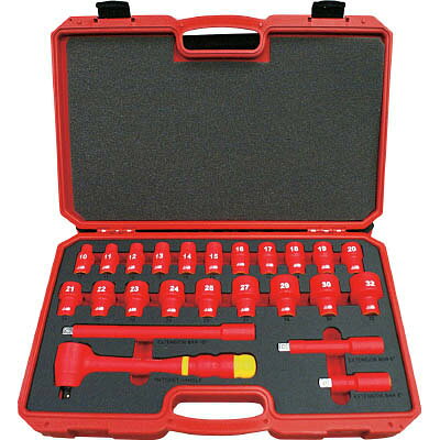 ■1000V絶縁仕様です。■IEC60900規格品です。■安全を目視で確認できるセーフティーサイン付です。■発泡トレイは黒と赤の2層構造で、工具の有無が一目瞭然です。TZSW424S●差込角(mm):12.7●ソケット内容(mm):6角:1...