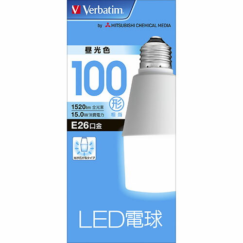 ■約40000時間の長寿命■断熱器具対応■広配光タイプLDT15DGV2W数：15W全光束：1520lm定格寿命：40000時間定格入力電圧：100V定格入力電流：0.15A口金：E26光色：昼光色色温度：6500K発光効率：-lm/W密閉...