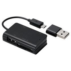 ■スマートフォンやタブレットにそのまま接続できるUSB[microB]コネクタを装備したメモリリーダライタです■パソコンにも接続できるUSB[A]変換コネクタがついています■USBホスト機能に対応したスマートフォンやタブレット、もしくはパソ...