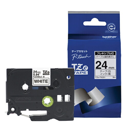 【対応機種】PT-D600・PT-P700・PT-P750W・PT-P900W・PT-P950NWTZEFX251テープ色：白文字：黒ラベル幅：24mmラベルの長さ：8mピータッチ ラベルライター用 フレキシブルIDテープ