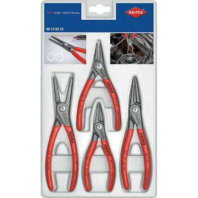 ■使用頻度の高い軸用・穴用精密スナップリングプライヤーの4本セットです。■パッケージ材質は頑丈なプラスチック製で、ツールキャビネット内のツールトレイとしてご使用頂けます。002003SB●セット内容(本):4●セット内容:4811-J1、 ...
