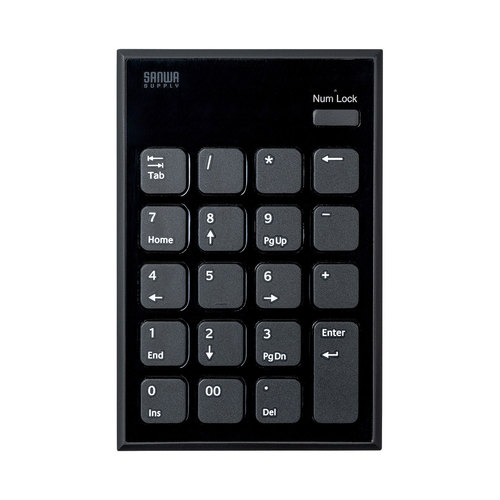 NTBT23BK[キーボード仕様]キー数：20キー(19キー＋Numlockキー)ワイヤレス方式：Bluetoothキースイッチ：パンタグラフキーピッチ：19mmキーストローク：2.7±0.5mm動作力：60±10g消費電流：動作時 5mA...