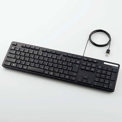 ■サクサクと軽い打ち心地を実現したキー設計を採用した薄型キーボード■テンキー付きのフルキーボード■姿勢に合わせて傾斜角を2段階で調整できる角度調整スタンド付きTKFCM108KBKカラー：ブラック有線/無線：有線ケーブル長：1.5mインター...