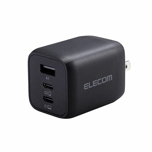 ■USB Type-C(TM)(USB-C(TM))ポートとUSB-Aポートの合計3ポートを搭載し対応するスマートフォン、タブレット、ノートパソコンなどを充電できる、GaN(窒化ガリウム)を採用し小型で軽量なUSB AC充電器です。■※US...