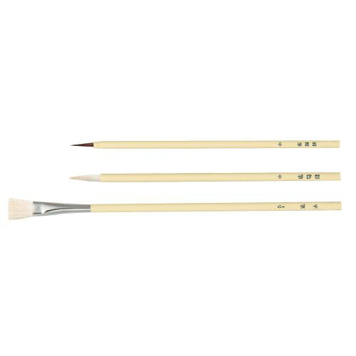 商品サイズ : 面相筆(中):全長 約195mm、穂先 約φ3×15.5mm、彩色筆(中):全長 約215mm、穂先 約φ6×26.5mm、平筆(4号):全長 約225mm、穂先 約15.5×15.5mmセット内容 : 馬毛面相筆(中)、羊...