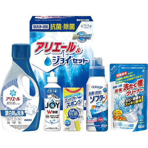 ■P＆Gアリエールジェル700g・抗菌消臭ソフターEX350g・P＆G除菌ジョイ170ml・液体洗たく槽クリーナー350g・コンパクトスポンジ×各1抗菌力に優れたアリエールに本格消臭の抗菌・消臭柔軟剤とW除菌の食器洗い洗剤ジョイをセットしま...