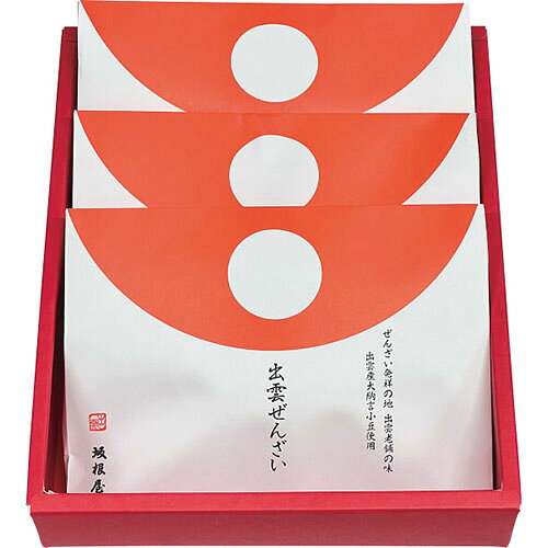 ■紅白餅入り出雲ぜんざい1食入り（ぜんざい140g、紅白餅40g（20g×2））×3縁結びで有名な出雲大社はぜんざいの発祥地でもあります。創業150年の坂根屋が作るぜんざいは出雲産大納言小豆を使ったレトルトパックのぜんざいと、奥出雲のもち米...