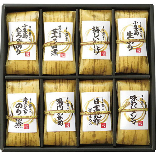 ■小豆島もろみのり100g・芋つる佃煮100g・梅しいたけ100g・小豆島生のり100g・岩のり入りのり佃煮100g・鳴門わかめ100g・日高昆布（金ごま入り）100g・味わいメンマ100g×各1小豆島ならではの醤油もろみを使った小豆島もろ...