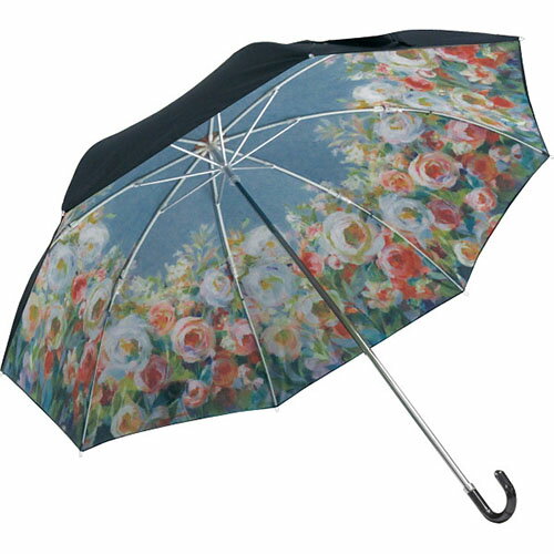 ■UVカット率99％以上■手開き式■同柄袋付突然の雨も晴れの日もお使いいただける晴雨兼用。傘の外側にもハンドルが付いているので折りたたまずに、そのままでも束ねられて便利。同柄の収納袋付きです。海外の有名作家が描く様々な花の絵アートを傘にしま...