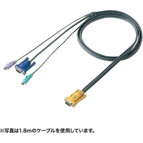 ■サンワサプライ製パソコン自動切替器とパソコン本体を接続する専用ケーブルです。■ディスプレイ、PS/2キーボード、PS/2マウスケーブルが一体となっており接続・配線が容易に行えます。SWKLP600Nインターフェース：(パソコン側)キーボー...