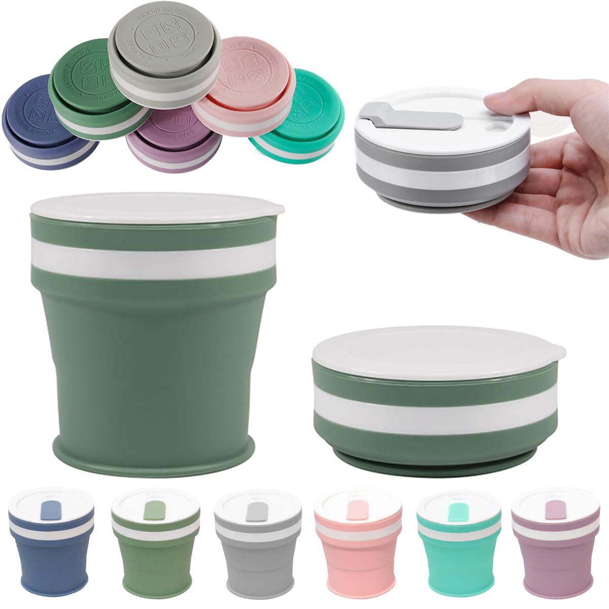 【高品質素材】この折りたたみカップは食品グレードのシリコーンで作られており、非常に実用的で、お手入れが簡単で、長持ちし、安全で環境に優しいです。 継続して使用できます。 【高温・低温耐性】高温耐性200°、低温耐性-50°。 コーヒー、お湯...