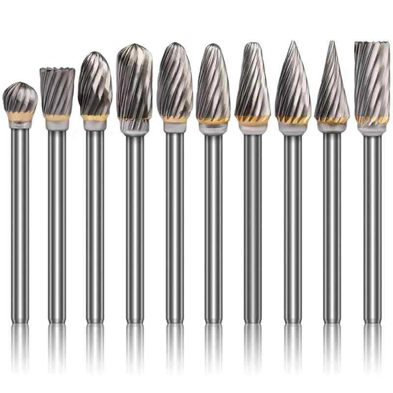 Wolfride リュータービット タングステン鋼でゴリゴリ削れる超硬カッター 金属加工用 超硬ドリルビット ロータリーバー（3mm軸 刃幅6mm）10本セット【特性】このタングステンバーは主に金属などの硬い材料の加工に適しています。【規格...