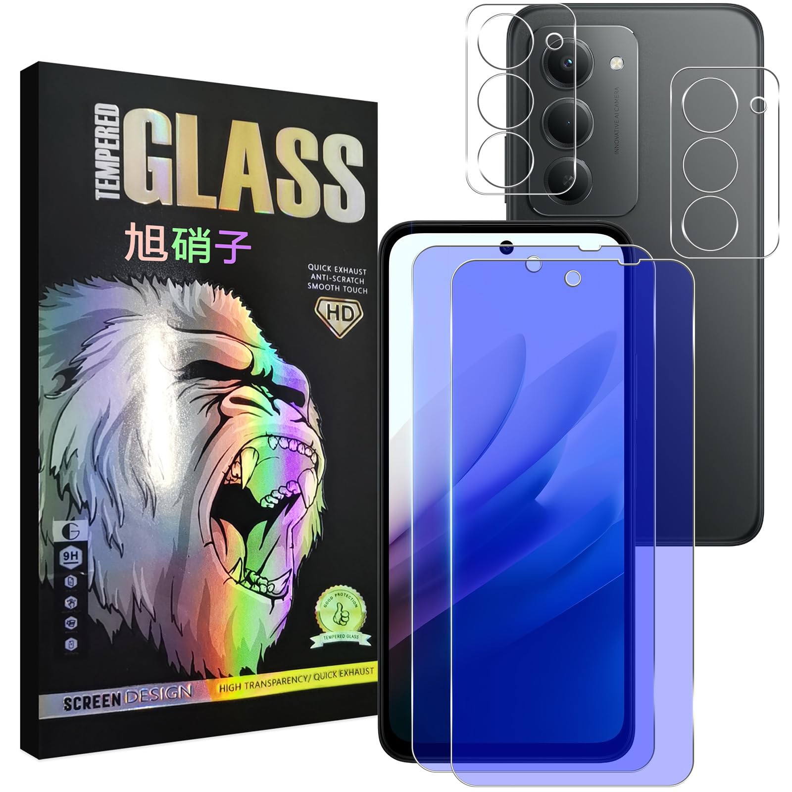 ・対応機種:Xiaomi Redmi 15 ・セット内容:画面保護フィルム2枚、レンズ保護フィルム2枚 ・素材:国産AGC旭硝子 ・ブルーライトカット率:93% ・硬度:9H ・厚さ:0.26mm ・透過率:99% ・機能:ブルーライトカッ...