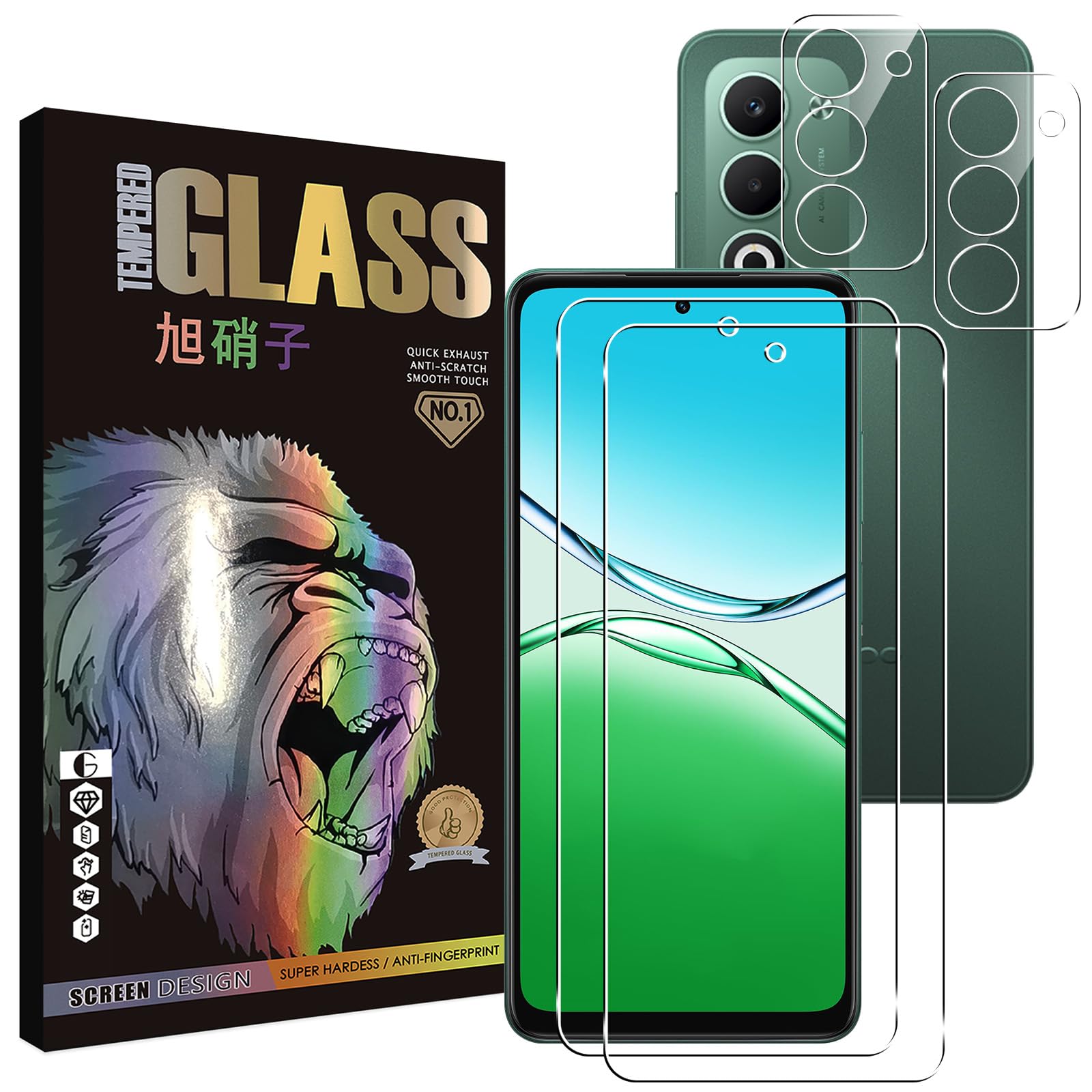 ・対応モデル:OPPO A5 2025 ・セット内容:液晶保護フィルム2枚、レンズ保護フィルム2枚 ・素材:AGC旭硝子 ・硬度:9H ・透過率:99% ・厚さ:0.26mm ・機能:飛散防止、気泡ゼロ、指紋防止、撥水、防油、高感度、ラウン...