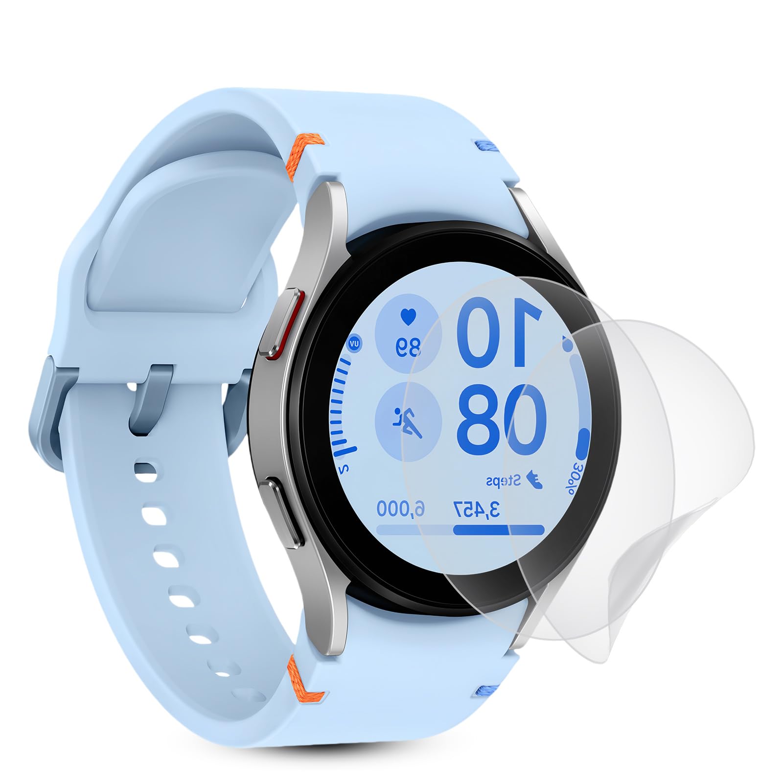 ・対応機種:Galaxy Watch FE 40mm ・セット内容:フィルム2枚 ・素材:TPU ・機能:アンチグレア、自己修復、高感度タッチ、自己吸着、気泡防止、指紋防止、反射低減、スクラッチ防止、高光透過率