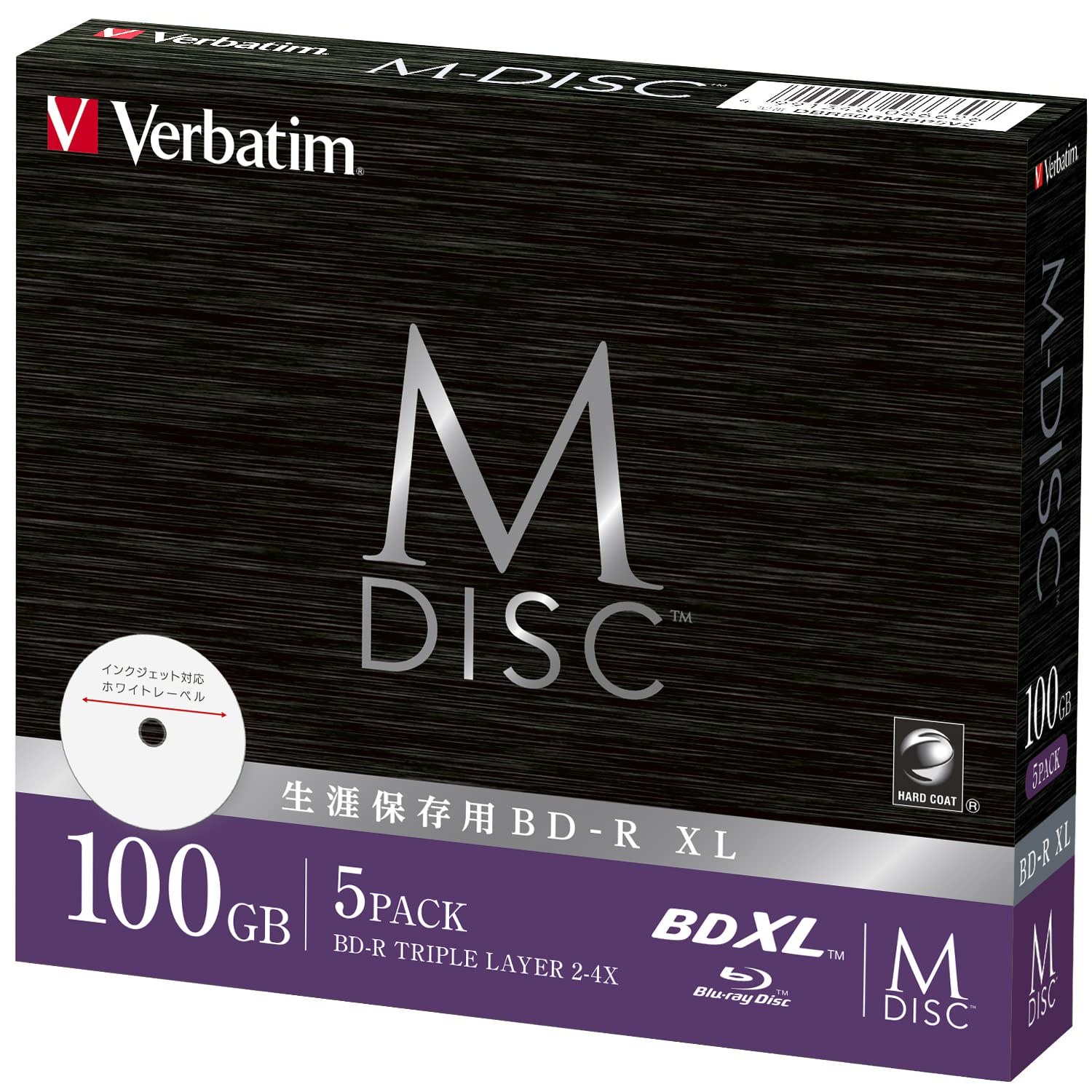 ・規格:M-DISC BD-R XL ・記録容量:100GB ・対応速度:2-4倍速 ・入数:5枚 ・対応:印刷対応ホワイトレーベル ・録画時間:地上デジタル約720分、BSデジタル約520分、BS/CS 4K約180分 ・ケース厚さ:5m...