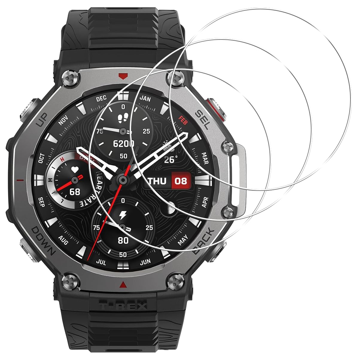 ・対応機種:Amazfit T-Rex 3 ・セット内容:3枚セット ・素材:国産AGC旭硝子、PET複合材、炭素繊維 ・硬度:9H ・光線透過率:約99.9% ・圧強度:125mpa ・焼入れ処理時間:4.5時間以上 ・機能:3Dカバー、...